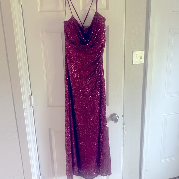 Dresses | Maroon Sequin Formal Gown | Poshmark